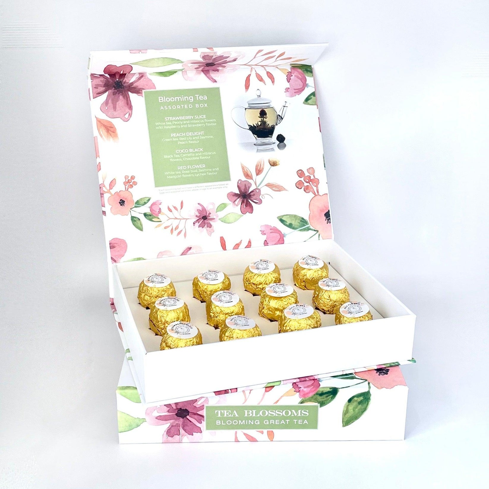 Blooming Tea Gift Set - Sampler of 12 Blooming Balls in 4 Flavours ...